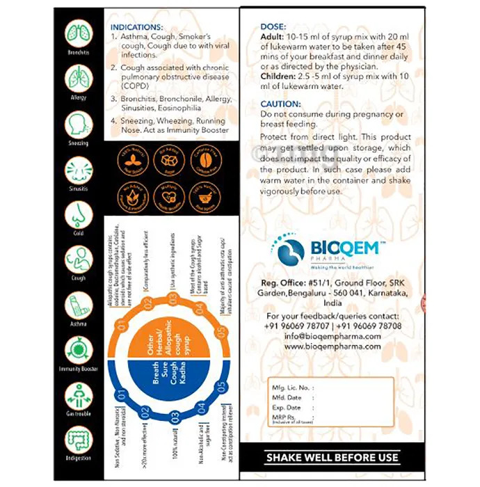 Bioqem Breath Sure Cough Kadha || Ayurvedic Cough Kadha || Provides ...